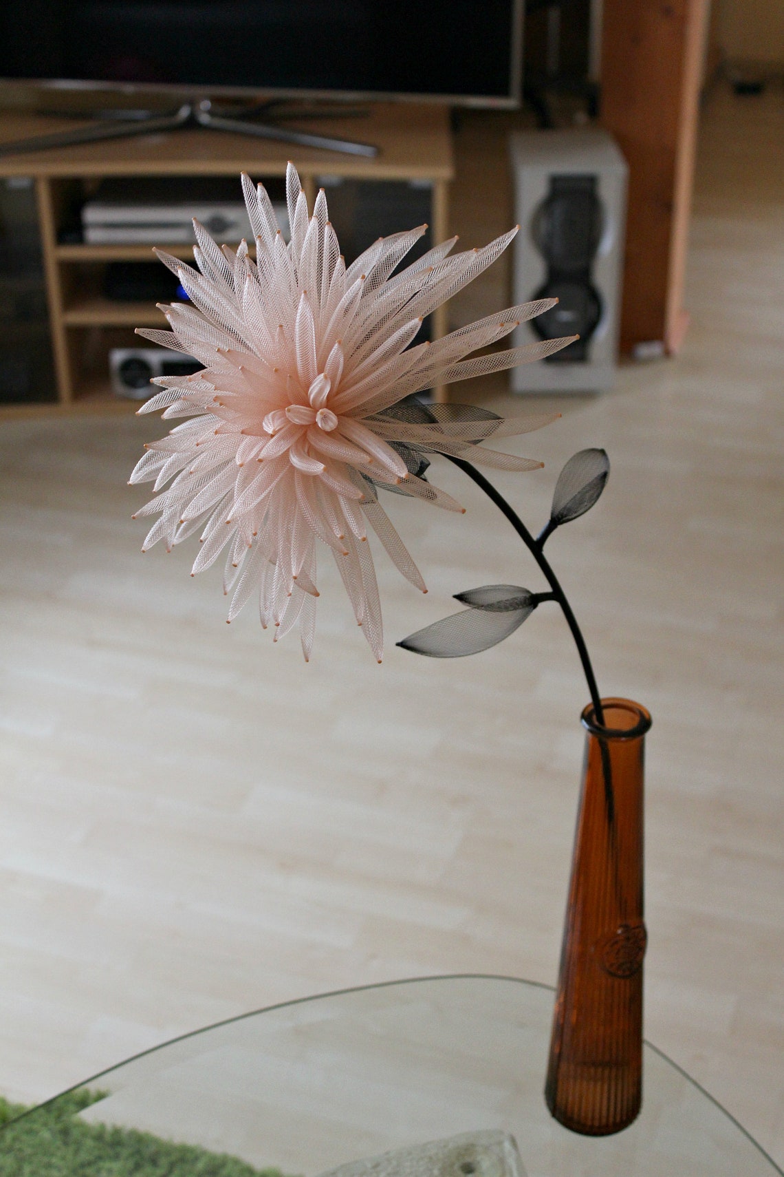 Delicate translucent flower made of nylon mesh and rubber | Etsy