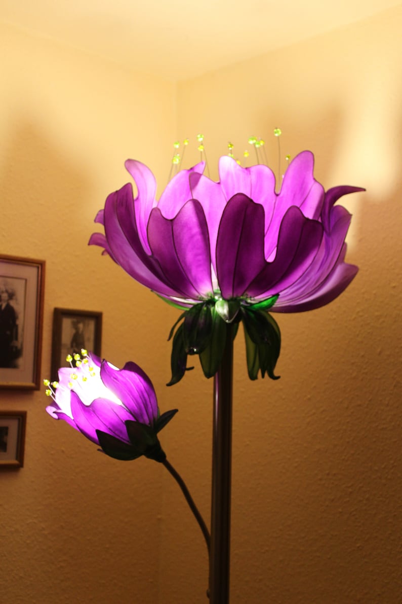 Purple Flower Reading Floor Lamp Pivoine Lighting Sculptur - Etsy