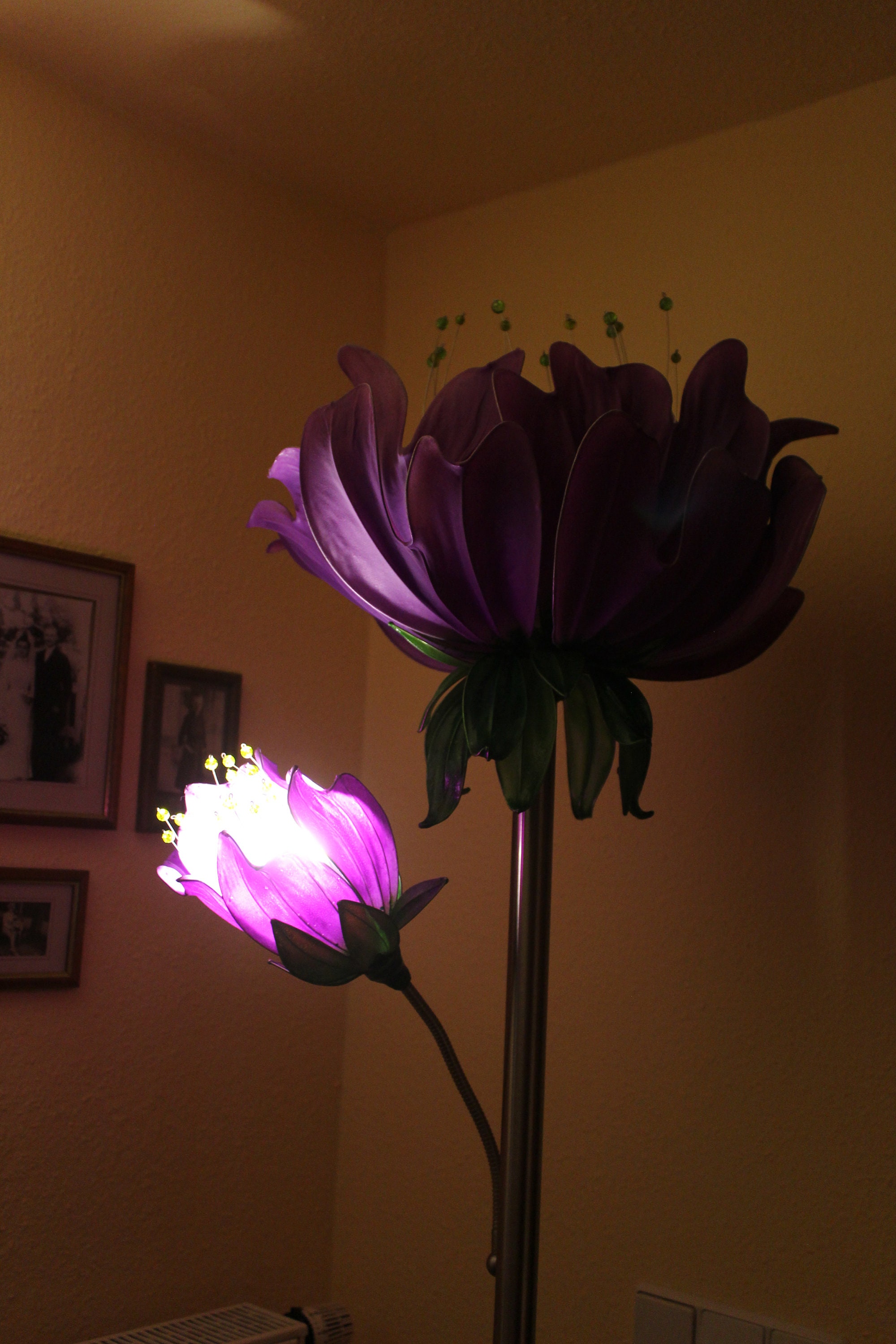 Purple flower reading Floor Lamp pivoine lighting sculptur | Etsy
