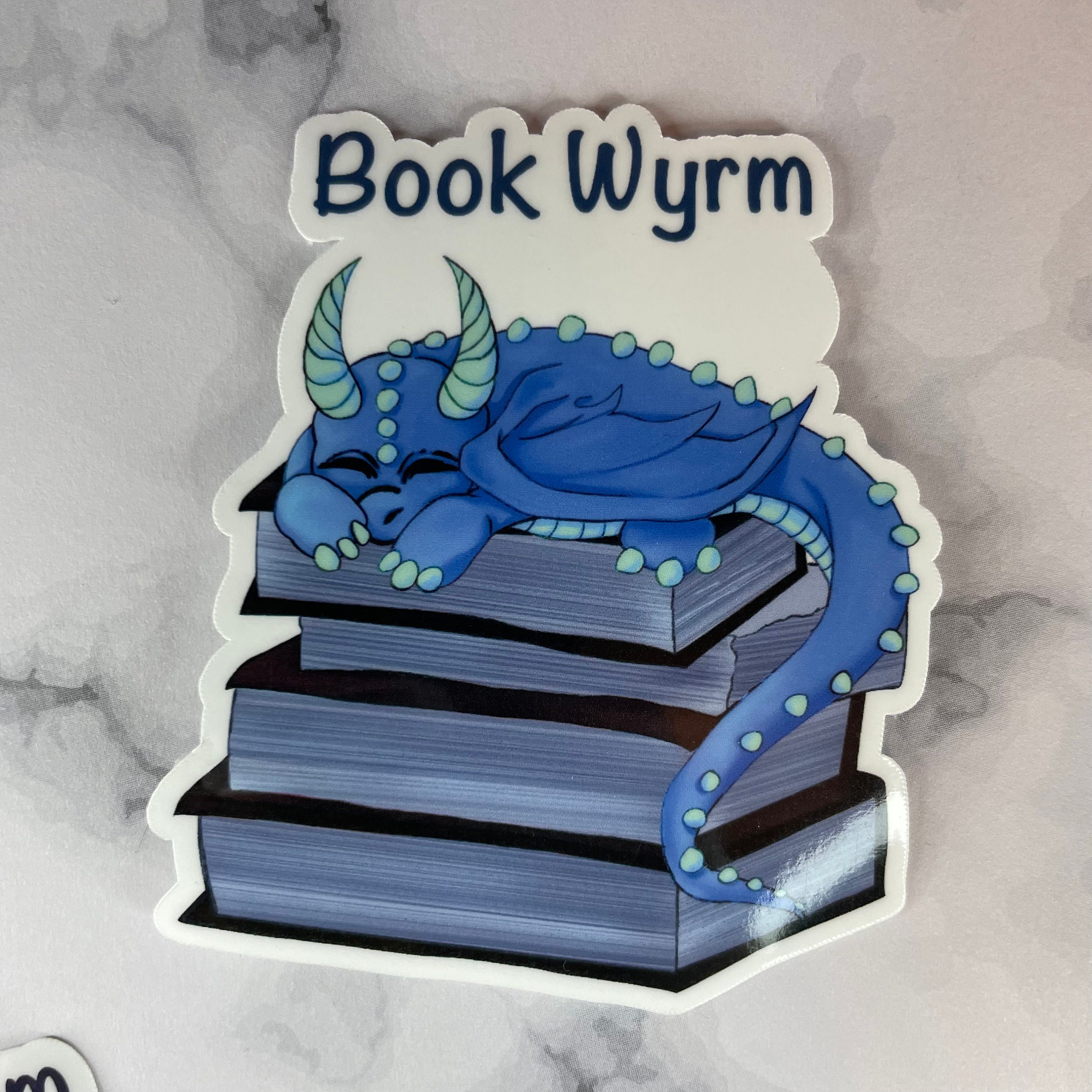 Book Wyrm Book Worm Pun Bookish Sticker Dragon Sticker for - Etsy