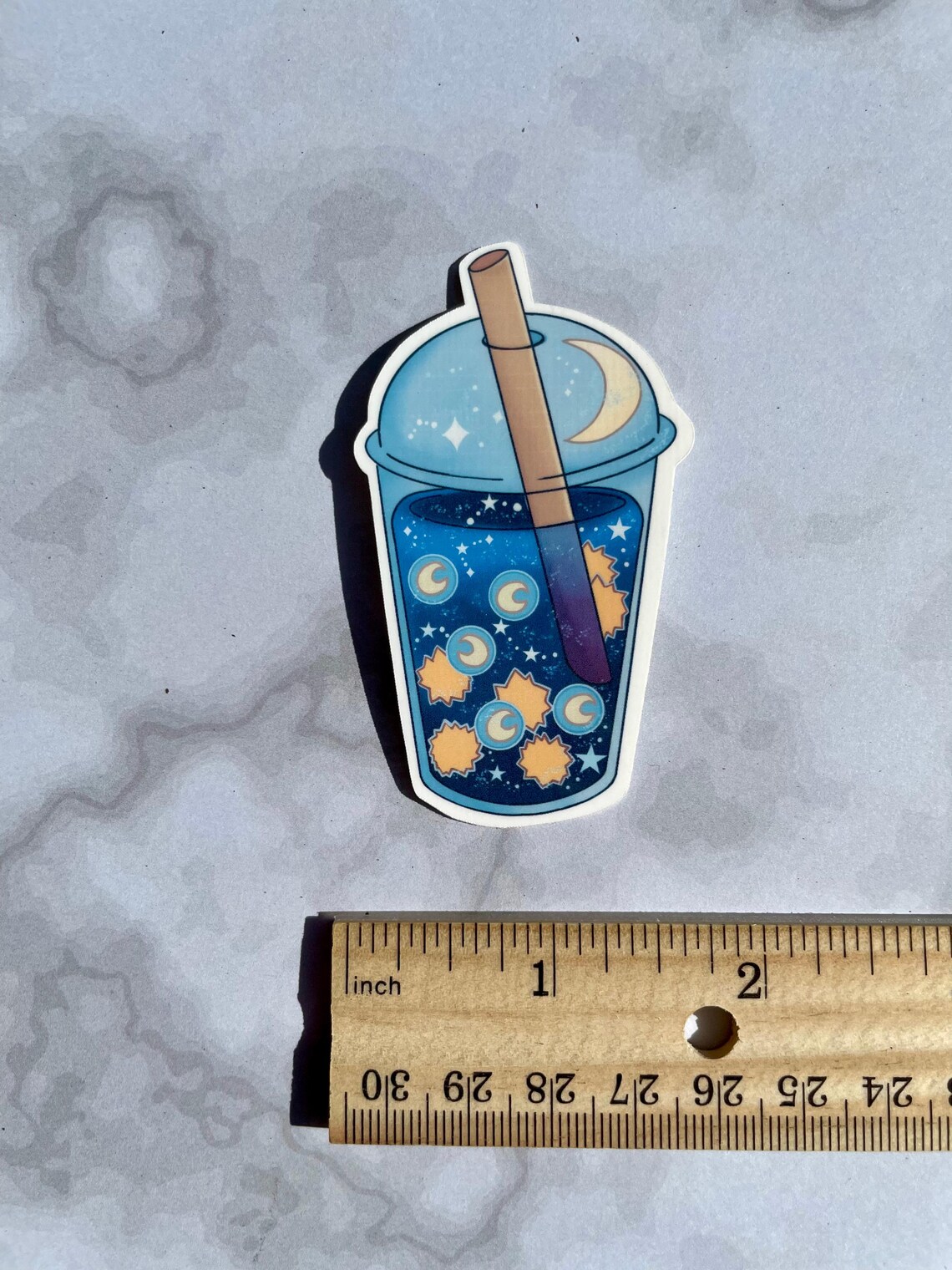 Starry Aesthetic Boba Moon and Stars Boba Cute Night Sky Sticker ...