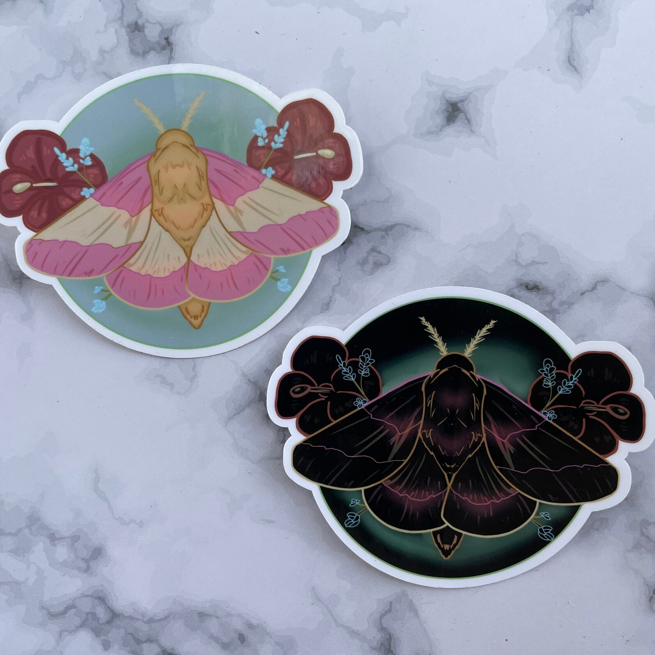 Cute Rosy Maple Moth Sticker Uv Resistant Waterproof Hydroflask Moth ...