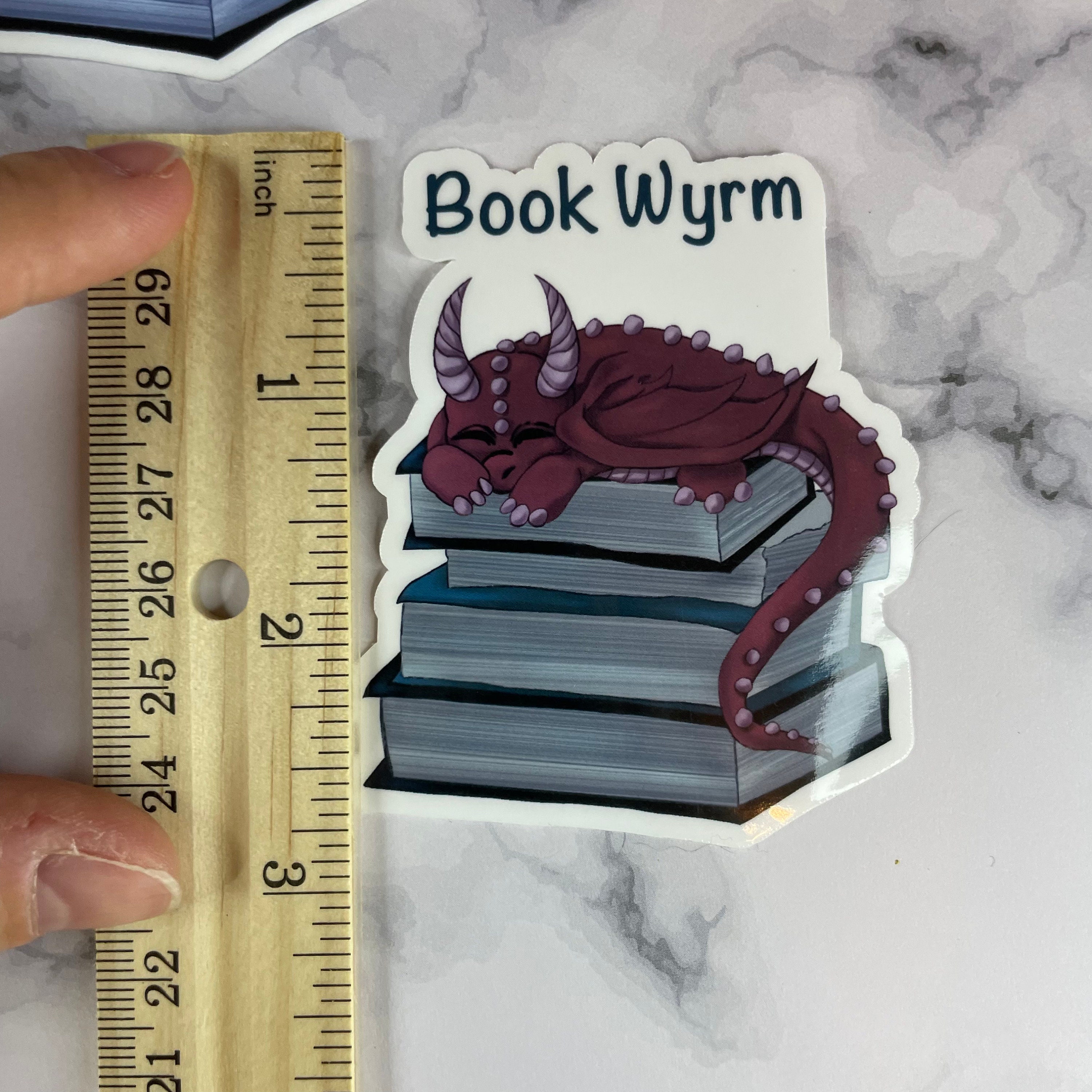 Book Wyrm Book Worm Pun Bookish Sticker Dragon Sticker for Readers ...