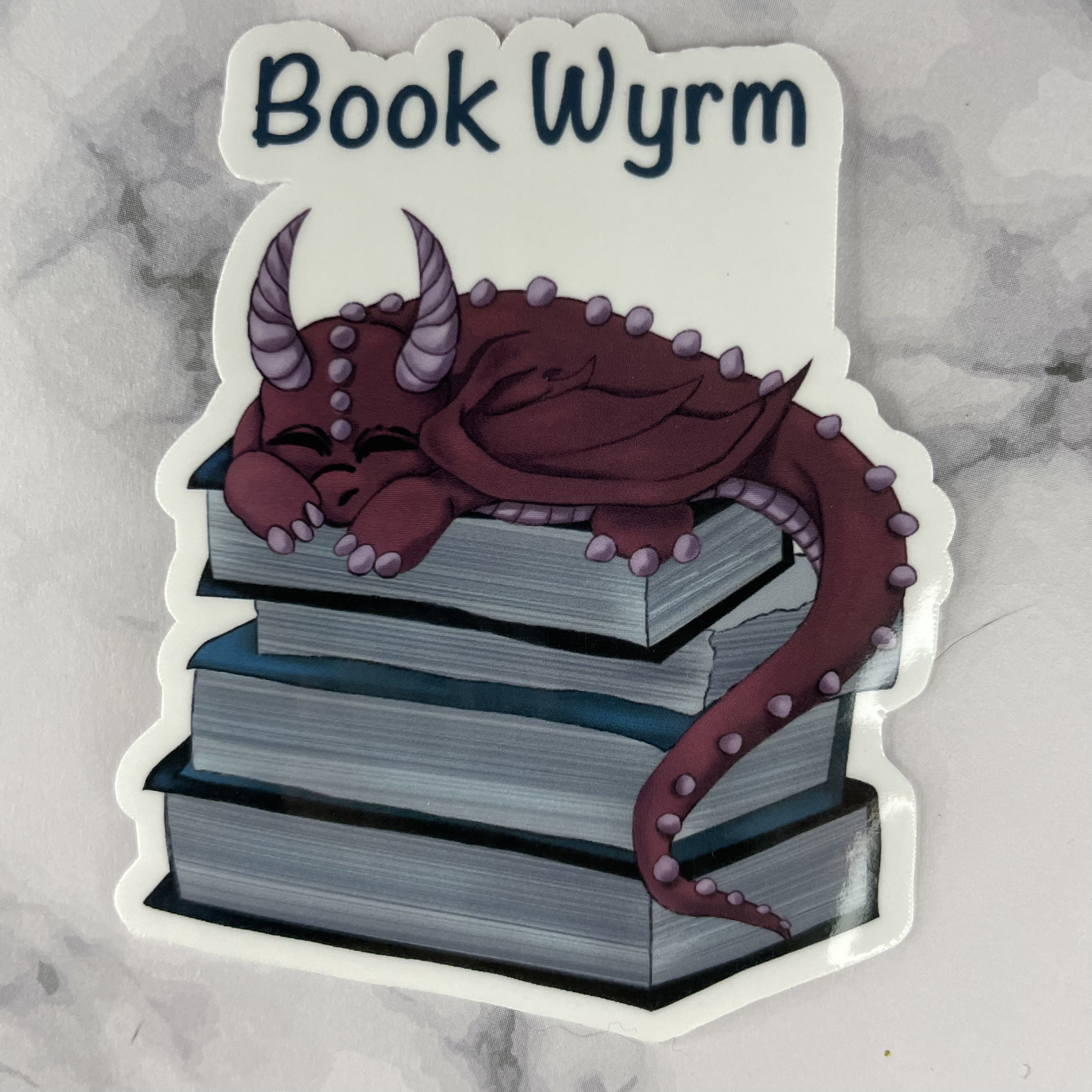 Book Wyrm Book Worm Pun Bookish Sticker Dragon Sticker for Readers ...