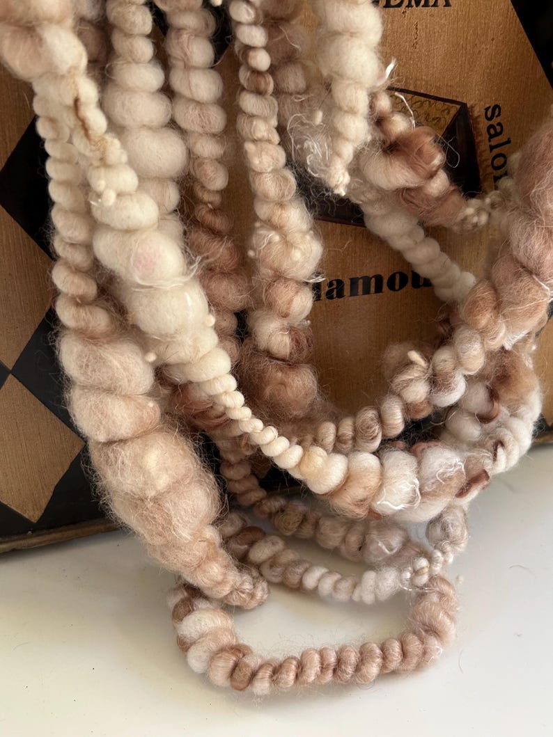 Fawn , 5 Yards, - Bobble Yarn, Chunky Handspun Wool, Art Yarn Handspun ...