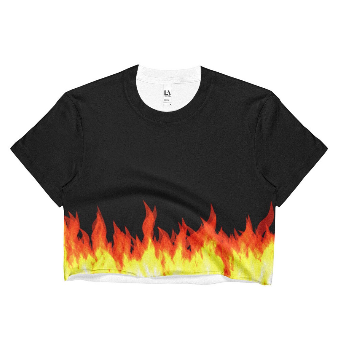 Summer Ladies Crop Top black hot red flame fire color flames | Etsy