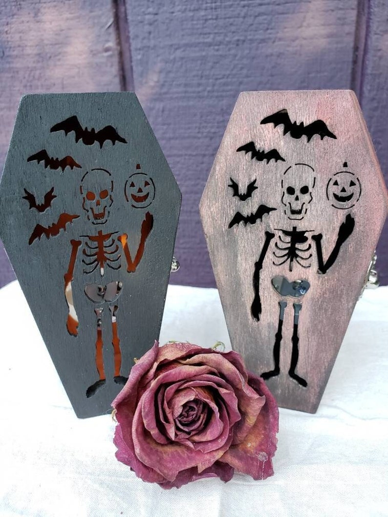 LED Lighted Mini Coffin Black & Red Handpainted Wood - Etsy