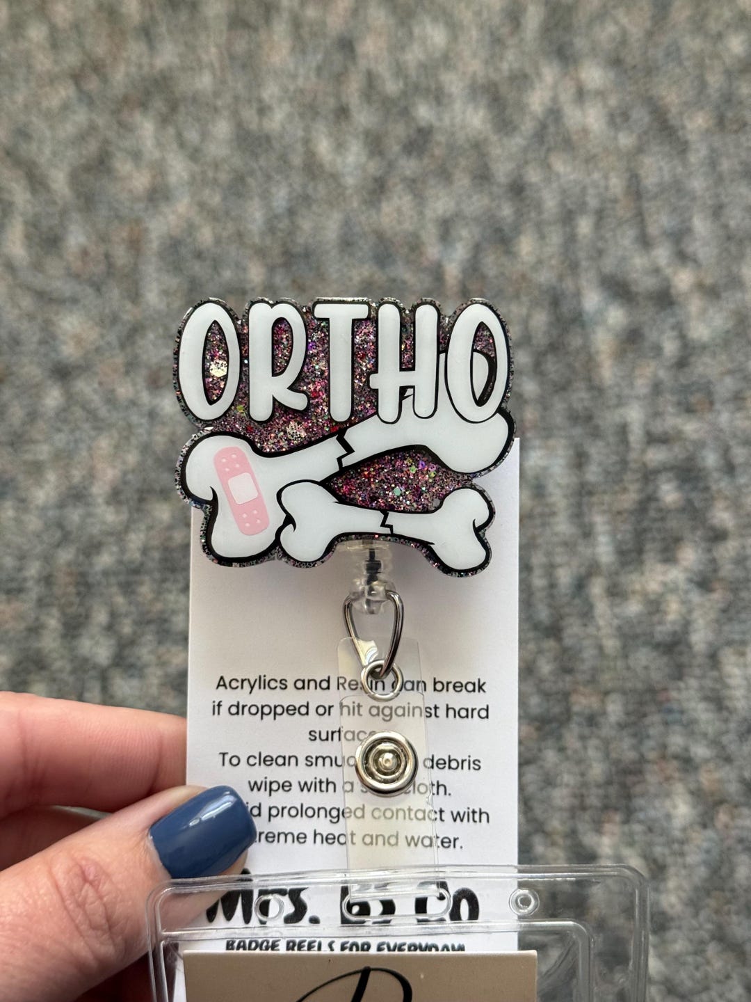 Ortho Badge Reel: Glitter Bone Retractable Badge - Etsy