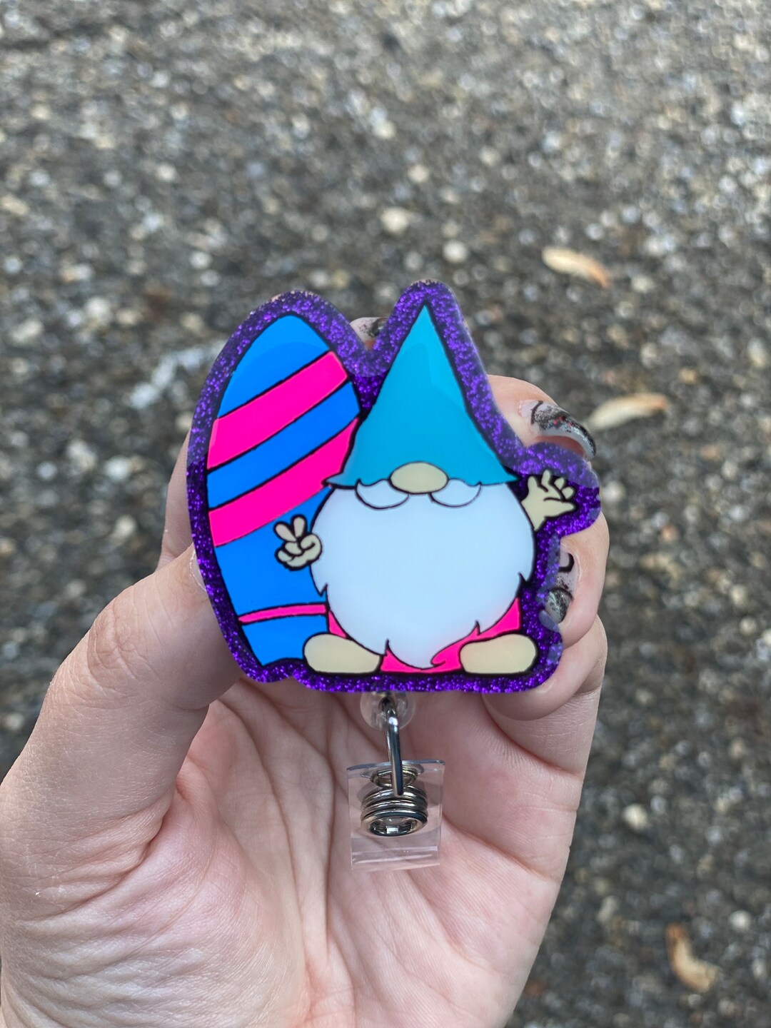 Surfer Gnome Badge Reel - Etsy