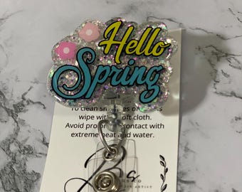 Spring Badge Reel | Personalized Spring Badge Reel | Teacher Badge Reel ...