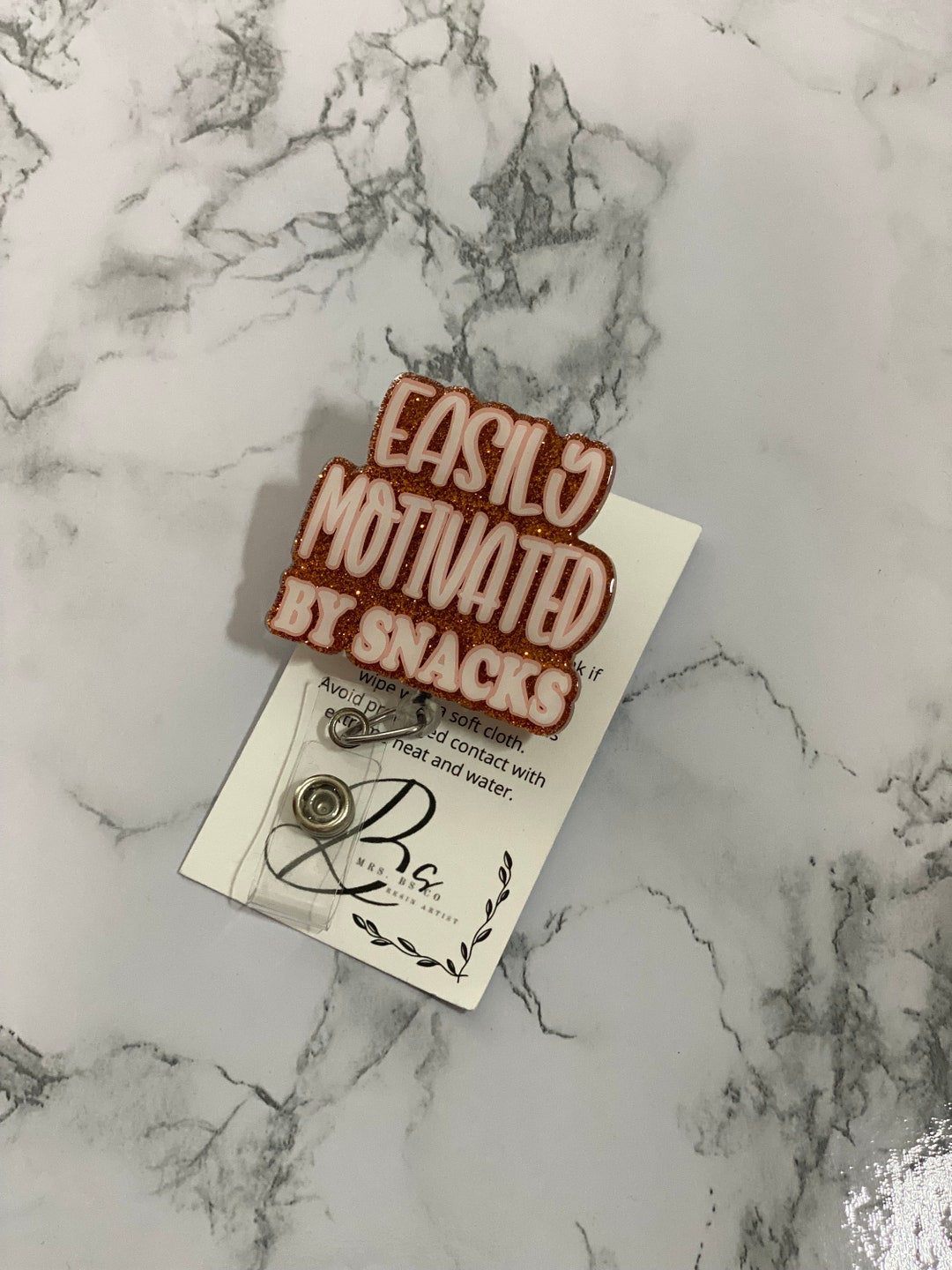 Easily Motivated by Snacks Badge Reel - Etsy