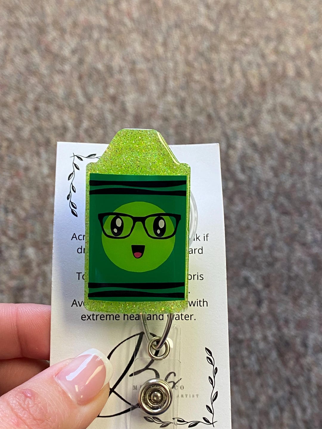 Green Crayon Badge Reel - Etsy