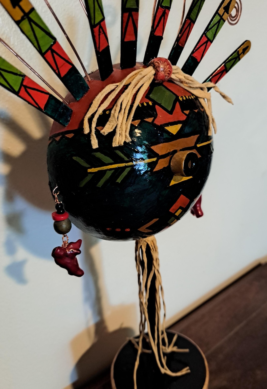 Gourd, Gourd Mask on a Bamboo Wood Base, Gourd Art, Southwest Art, by ...