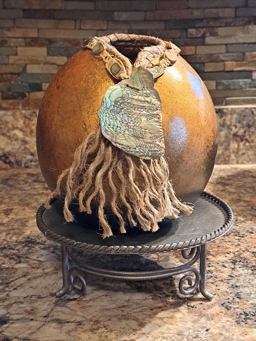 Gourd, Gourd Vessel, Decorated Gourd, Southwest Gourd, With Stand, by ...