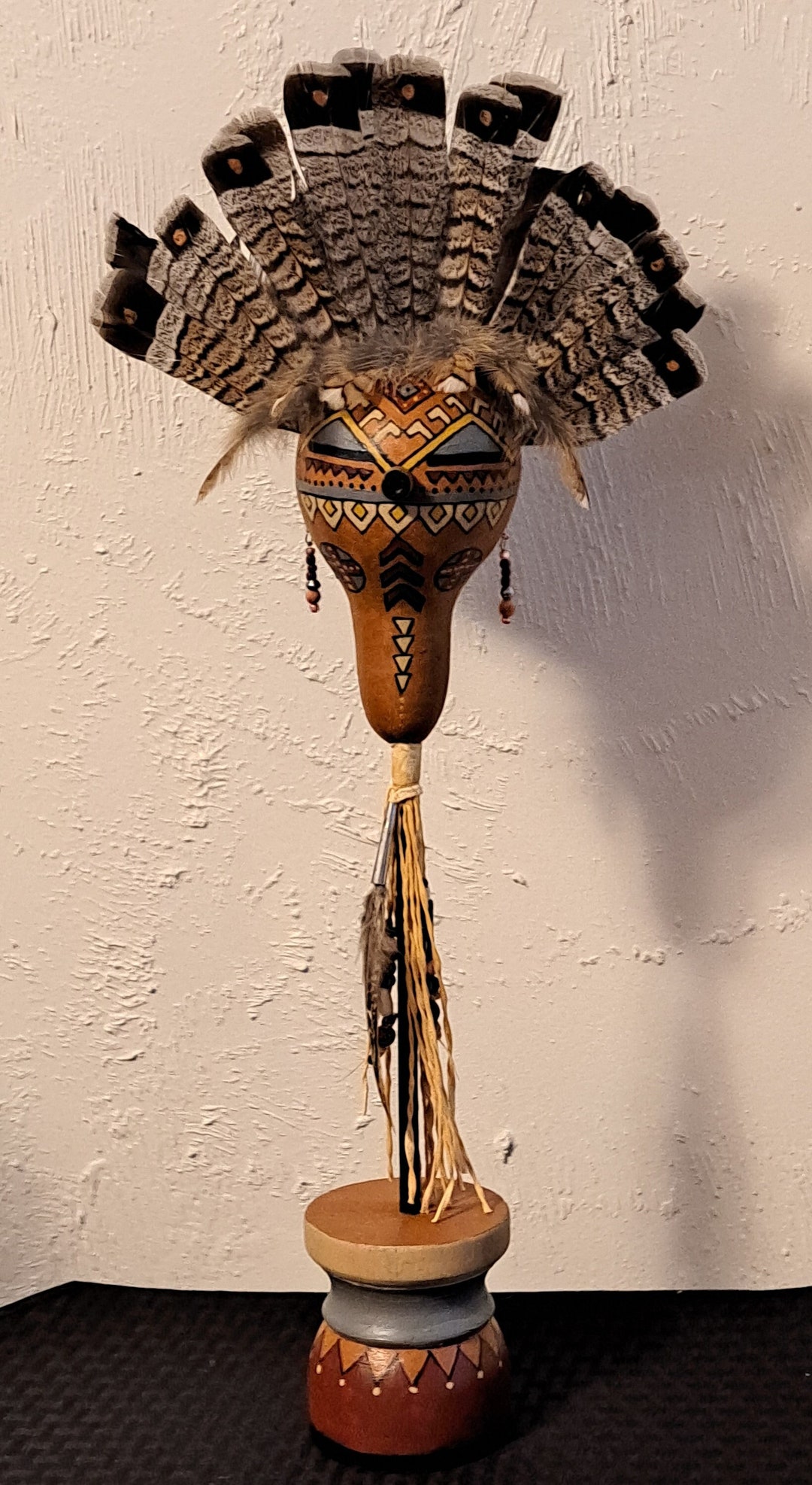 Gourd Mask on Wood Base,gourd Art, Southwest Art, by Award Winning ...