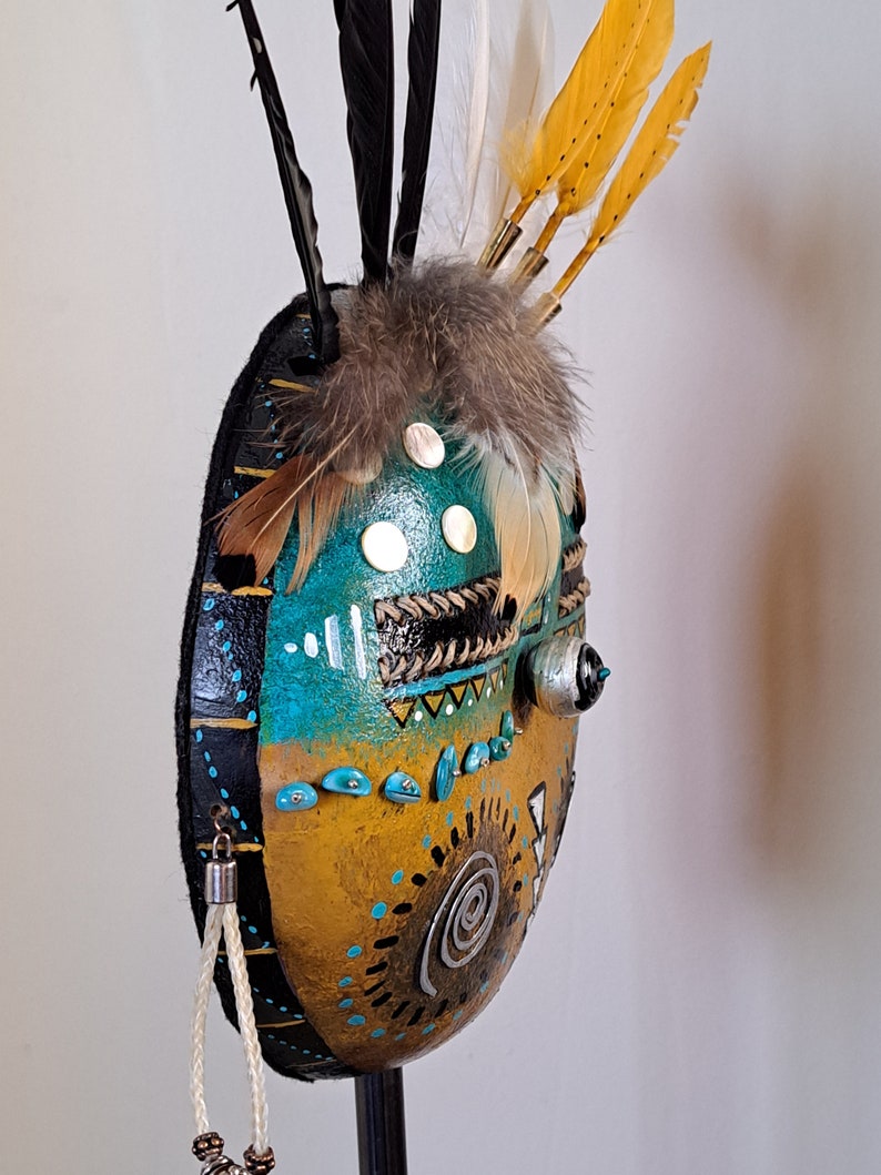 Gourd Mask, on Antler Base, Gourd Art, Southwest Art, by Award Winning ...