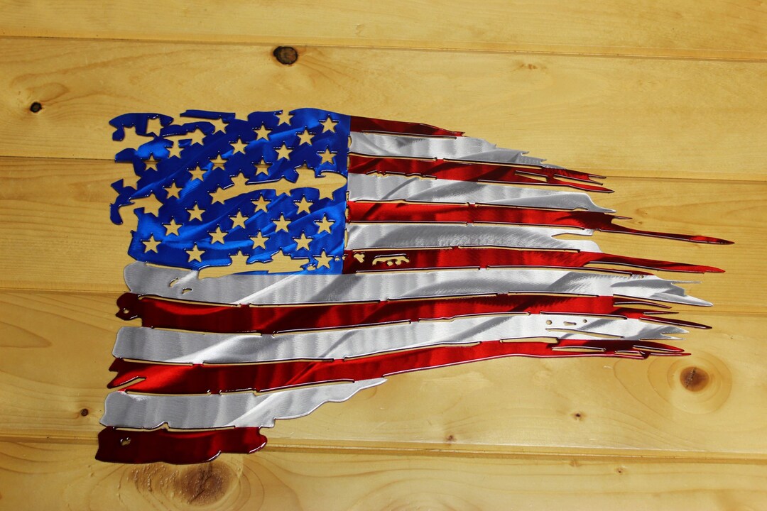 Distressed American Flag Metal Sign - Battle Worn USA Wall Art - Etsy