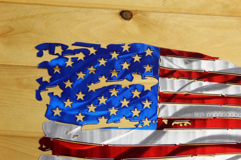 Distressed American Flag Metal Sign - Battle Worn USA Wall Art - Etsy