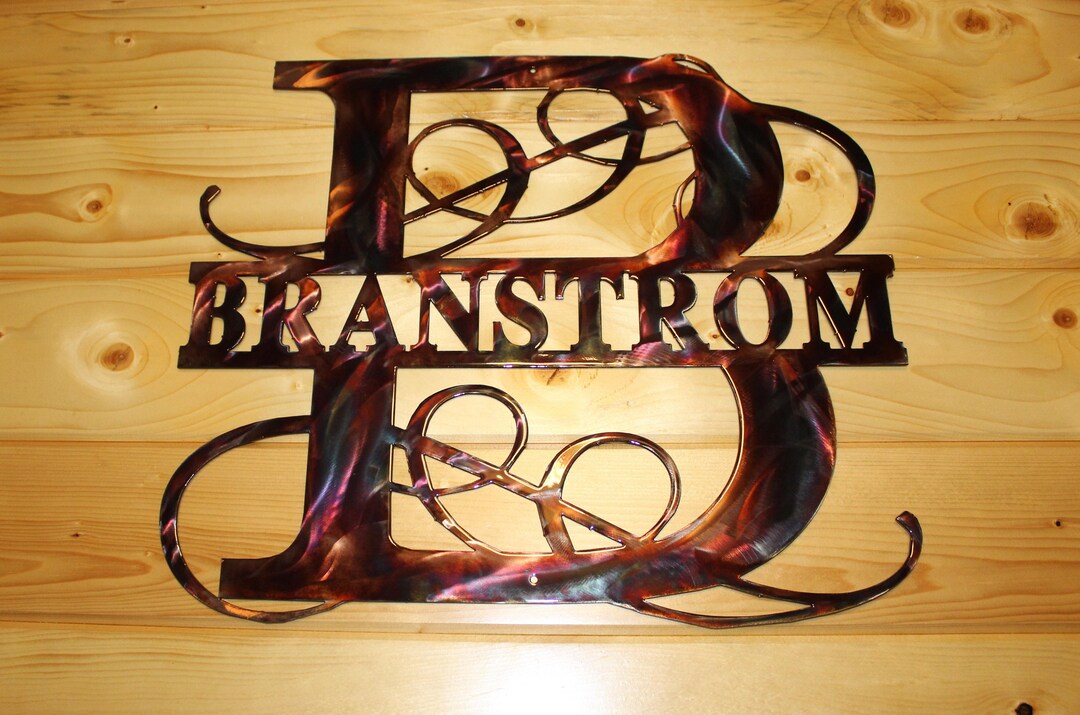 Split Monogram Name Sign – Personalized Metal Name Sign – CNC Plasma ...