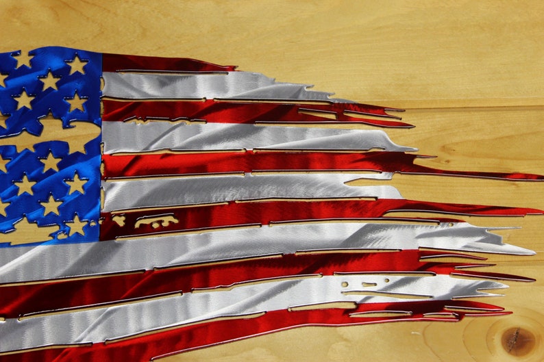 Distressed American Flag Metal Sign - Battle Worn USA Wall Art - Etsy