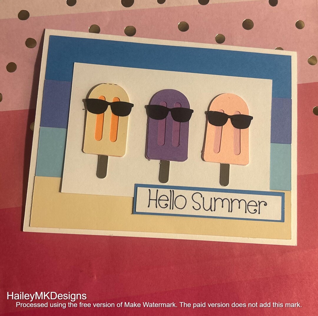 Hello Summer Popsicle Card | Handmade Summer Card With Envelope | Blank ...