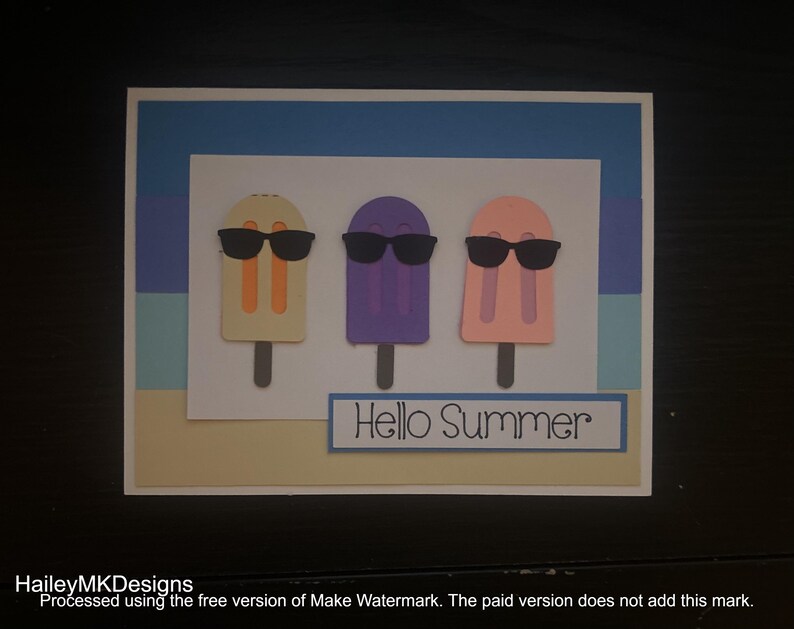 Hello Summer Popsicle Card | Handmade Summer Card With Envelope | Blank ...