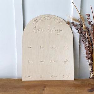 One Year of Birthday Sign | Baby Photo Board | Birthday Photo Wooden ...