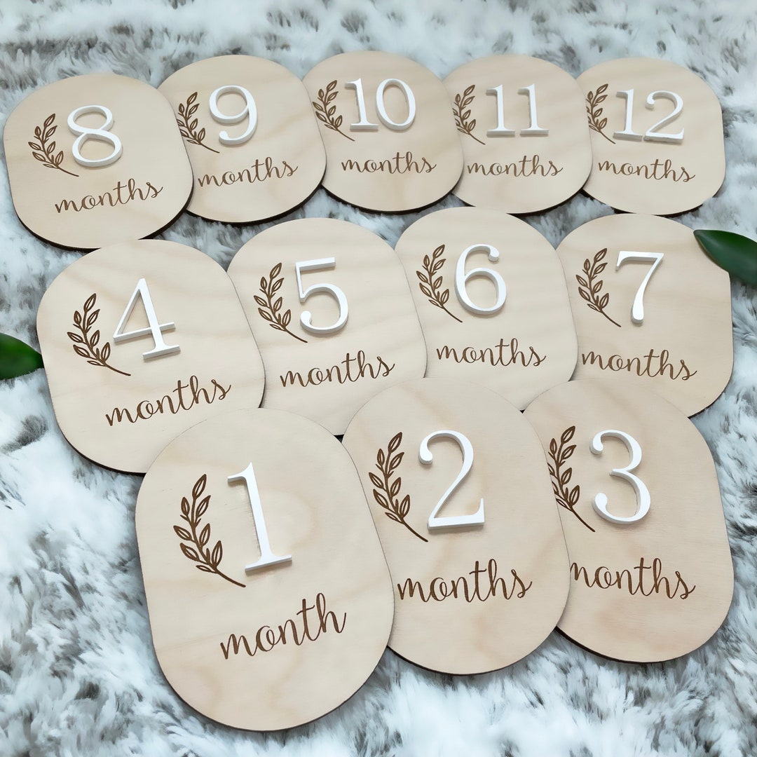 Baby Milestone Personalized Wood Disc Acrylic Custom Milestone Marker ...