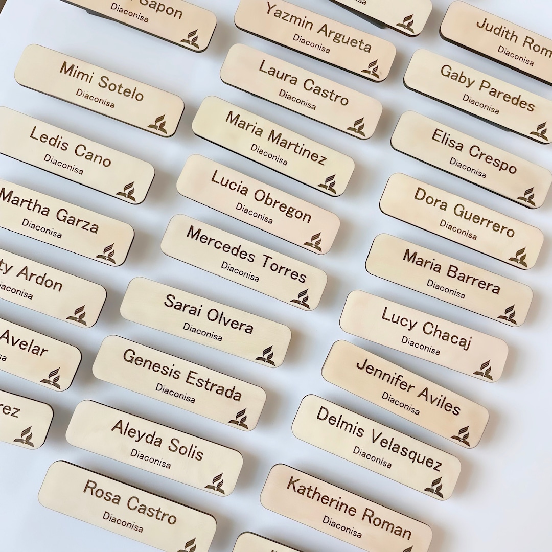 Personalized Wood Name Tags, Magnetic Back, Wooden Name Badges ...