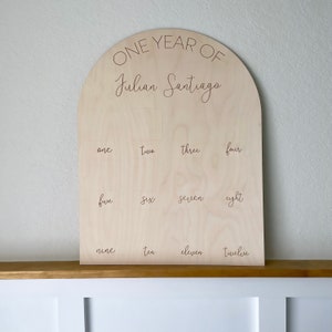 One Year of Birthday Sign | Baby Photo Board | Birthday Photo Wooden ...