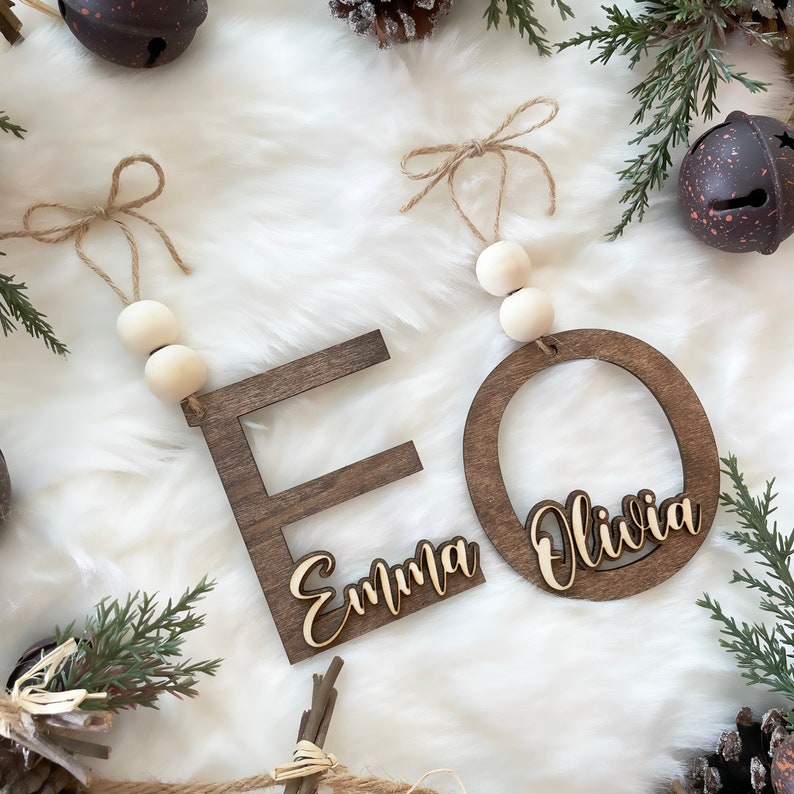 Personalized Name Wood Letter Christmas Ornament Laser Cut - Etsy