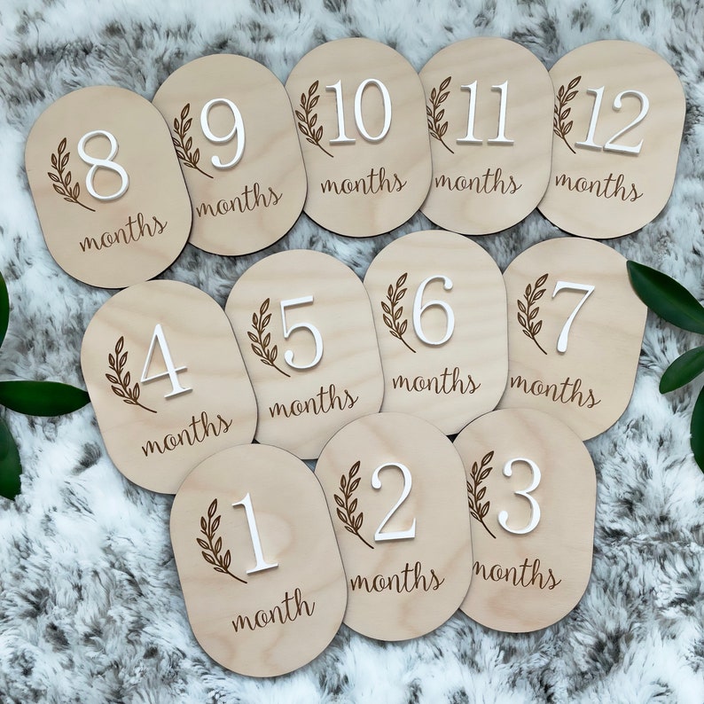 Baby Milestone Personalized Wood Disc Acrylic Custom Milestone | Etsy