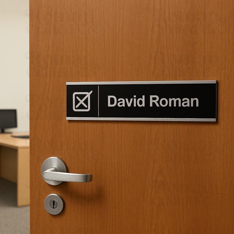 Personalized Office Name Plate With Logo, Custom Engraved Office Sign ...
