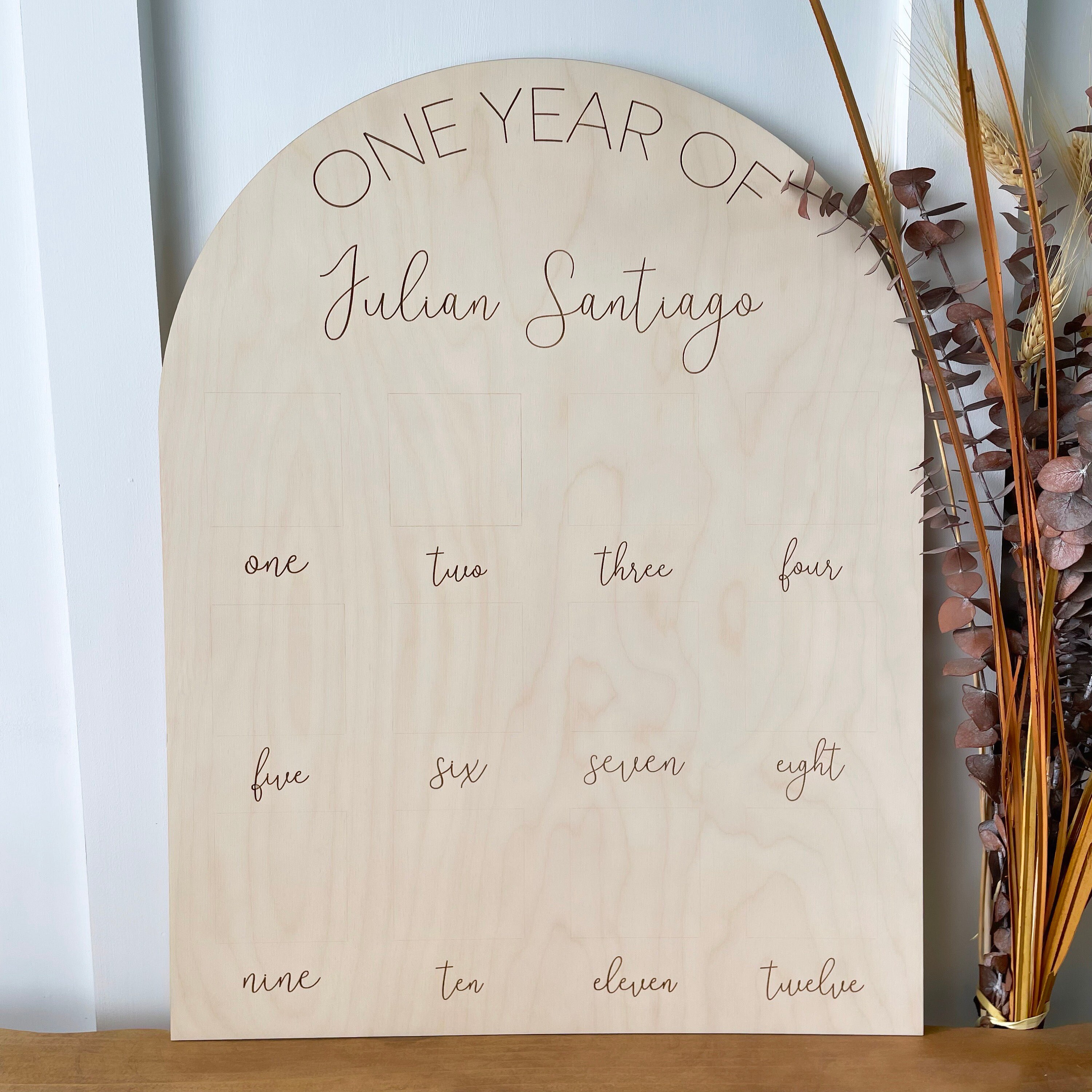 One Year of Birthday Sign | Baby Photo Board | Birthday Photo Wooden ...