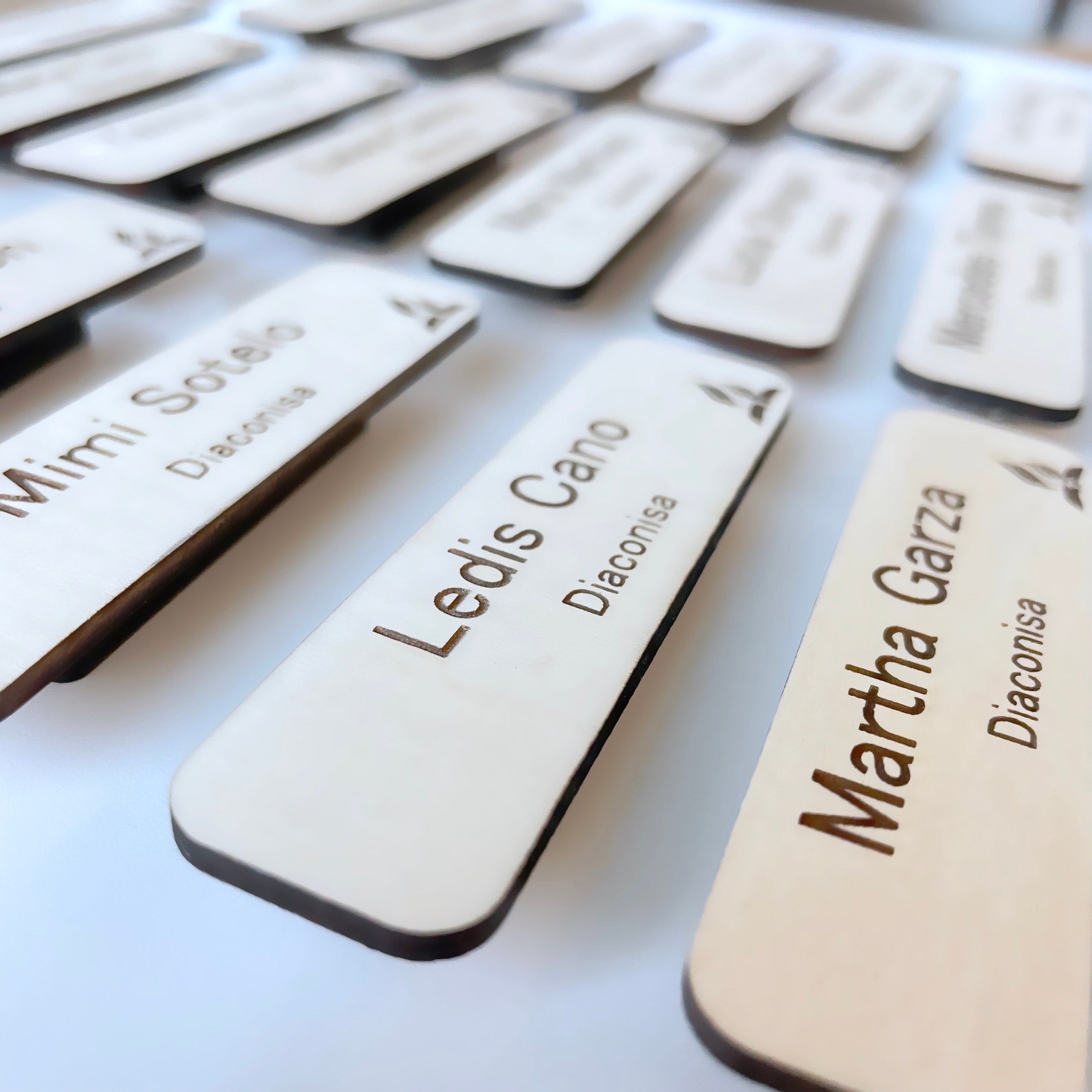 Personalized Wood Name Tags Magnetic Back Wooden Name | Etsy