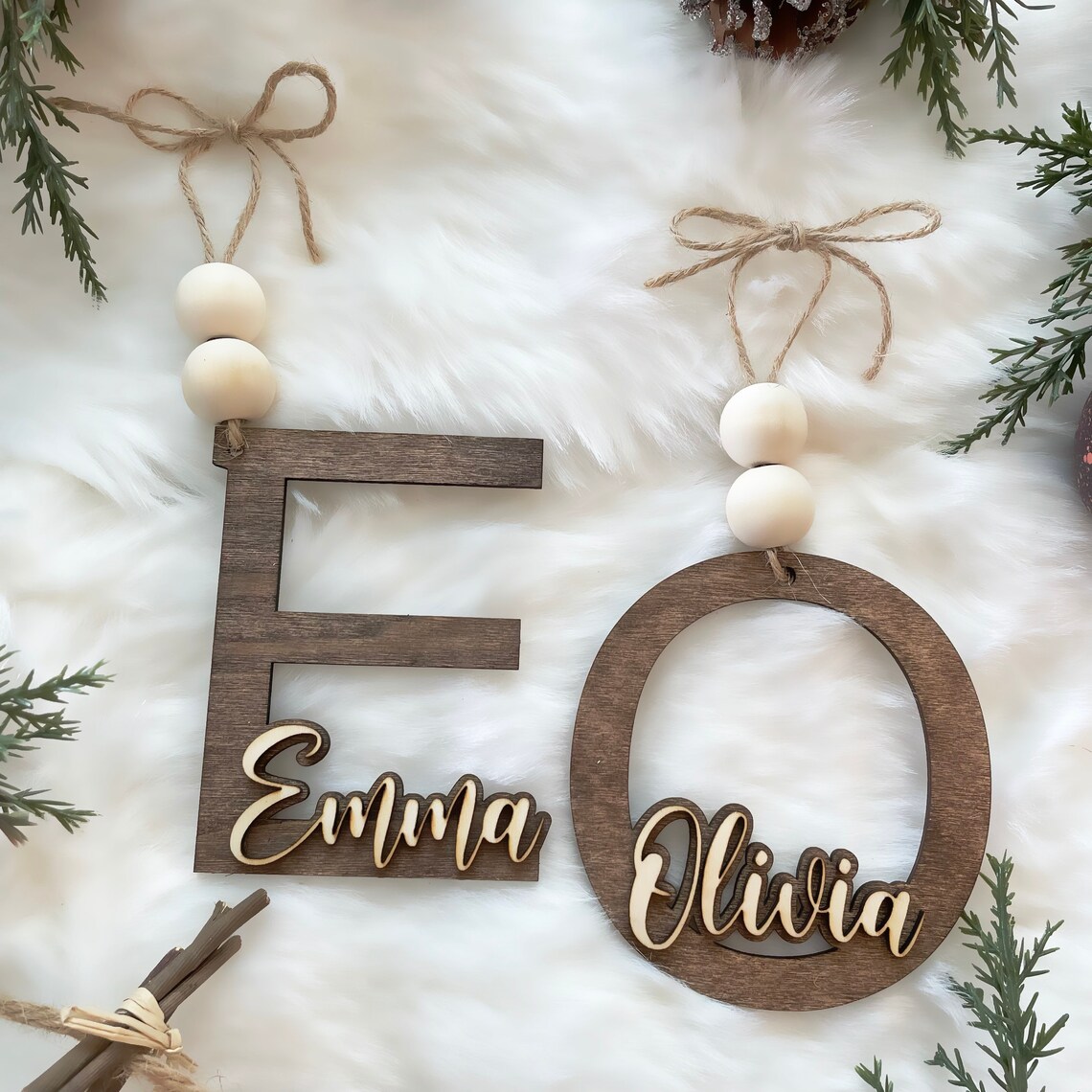 Personalized Name Wood Letter Christmas Ornament Laser Cut - Etsy