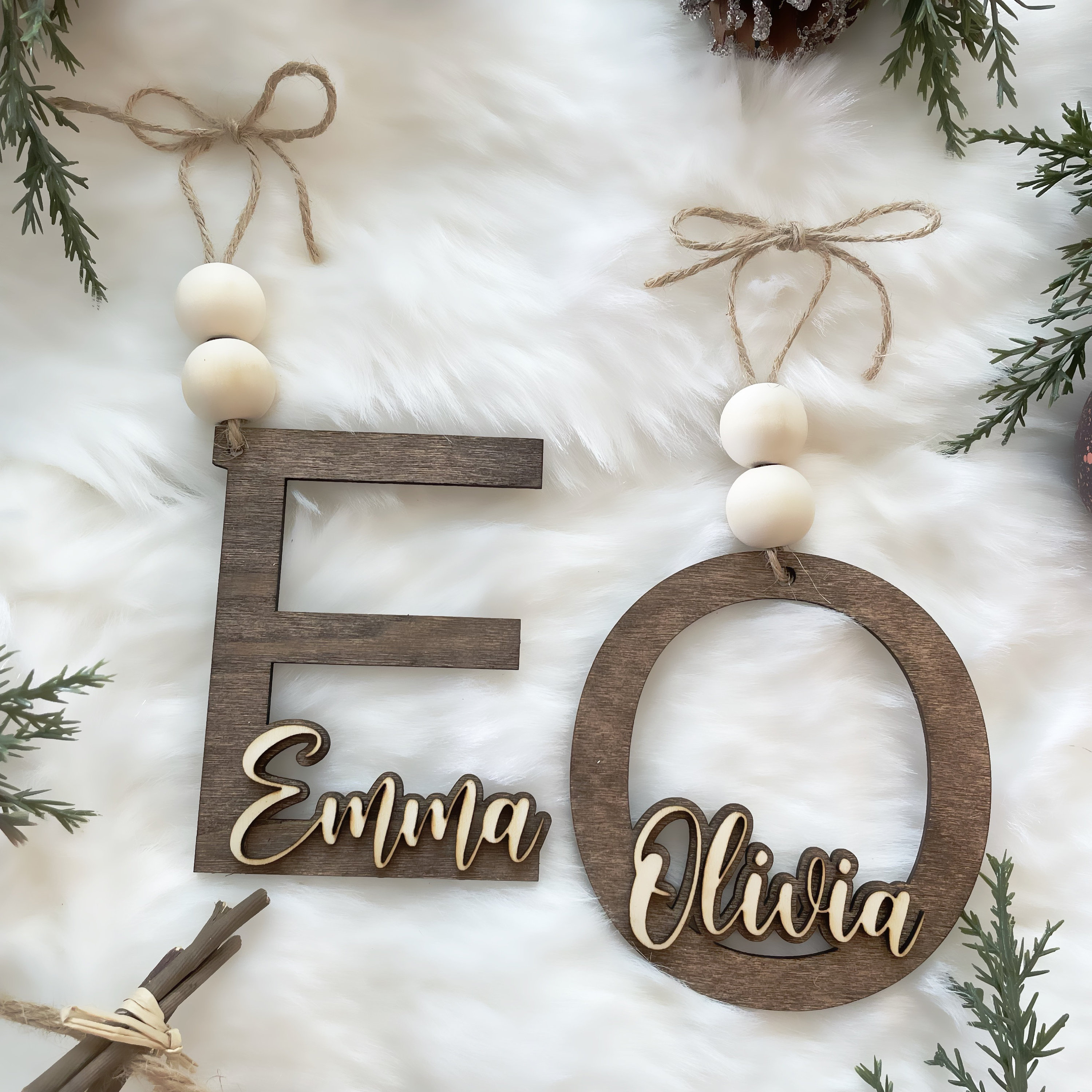 Personalized Name Wood Letter Christmas Ornament Laser Cut - Etsy