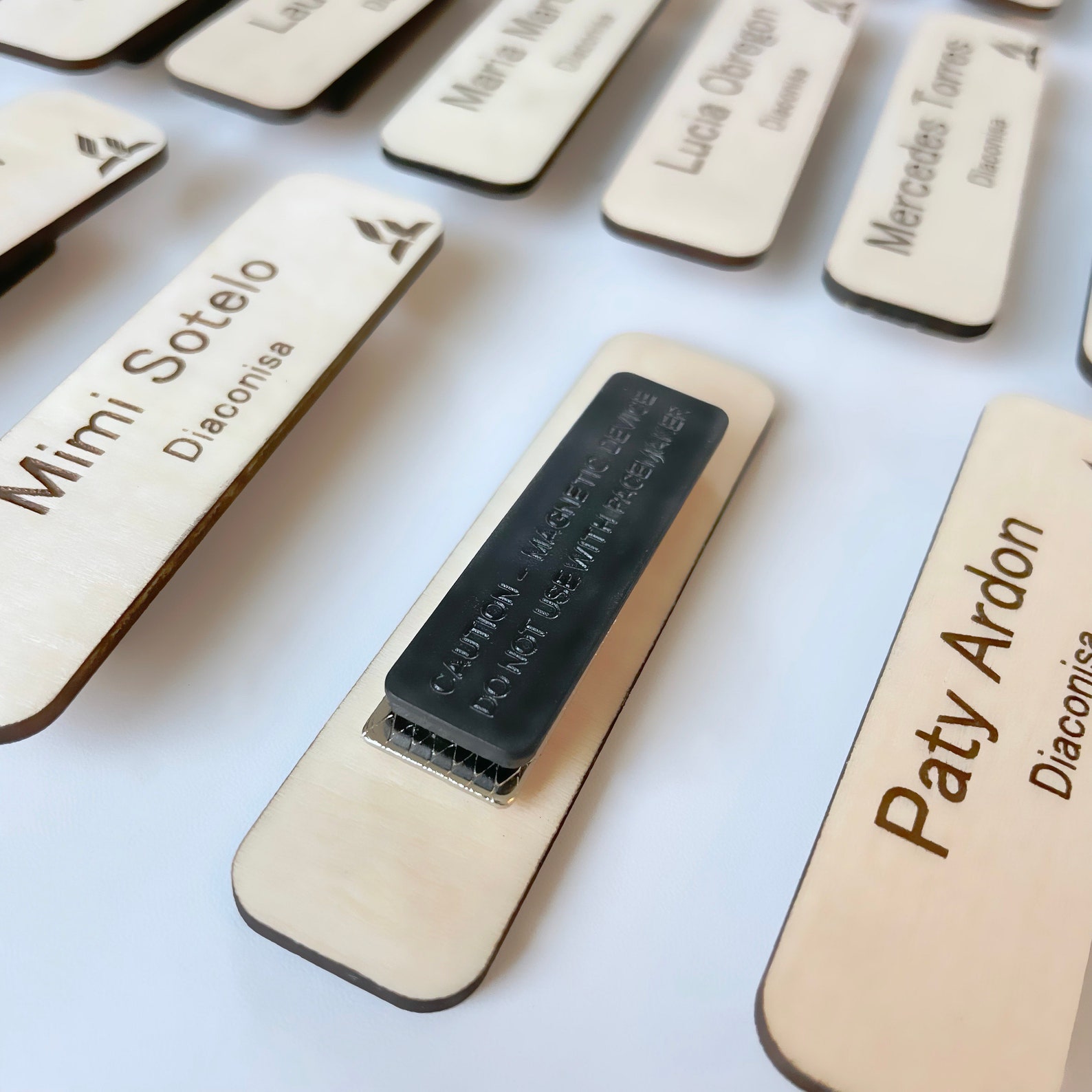 Personalized Wood Name Tags Magnetic Back Wooden Name | Etsy