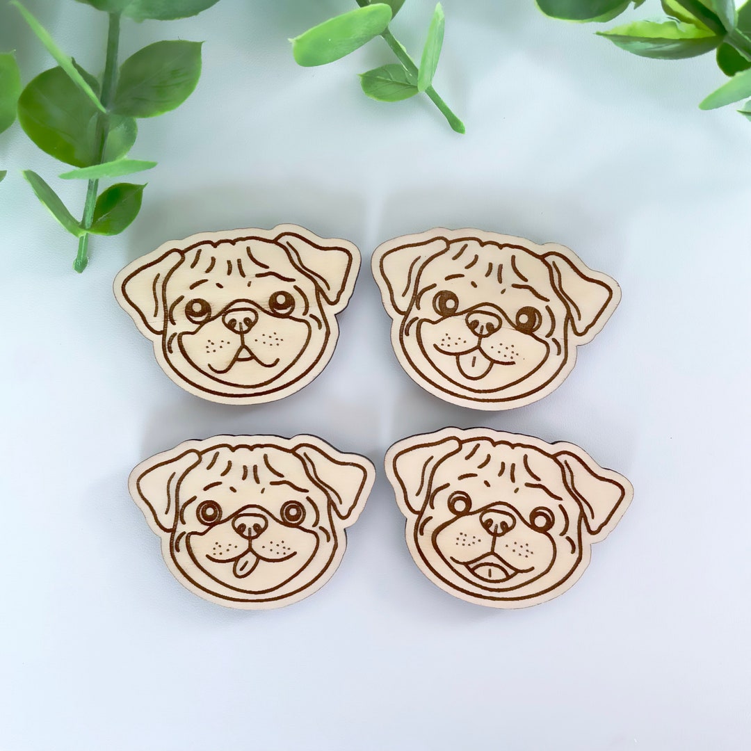 Pug Wooden Magnet Set Pet Pug Engraved Magnet Pieces Dog Pug Fridge ...