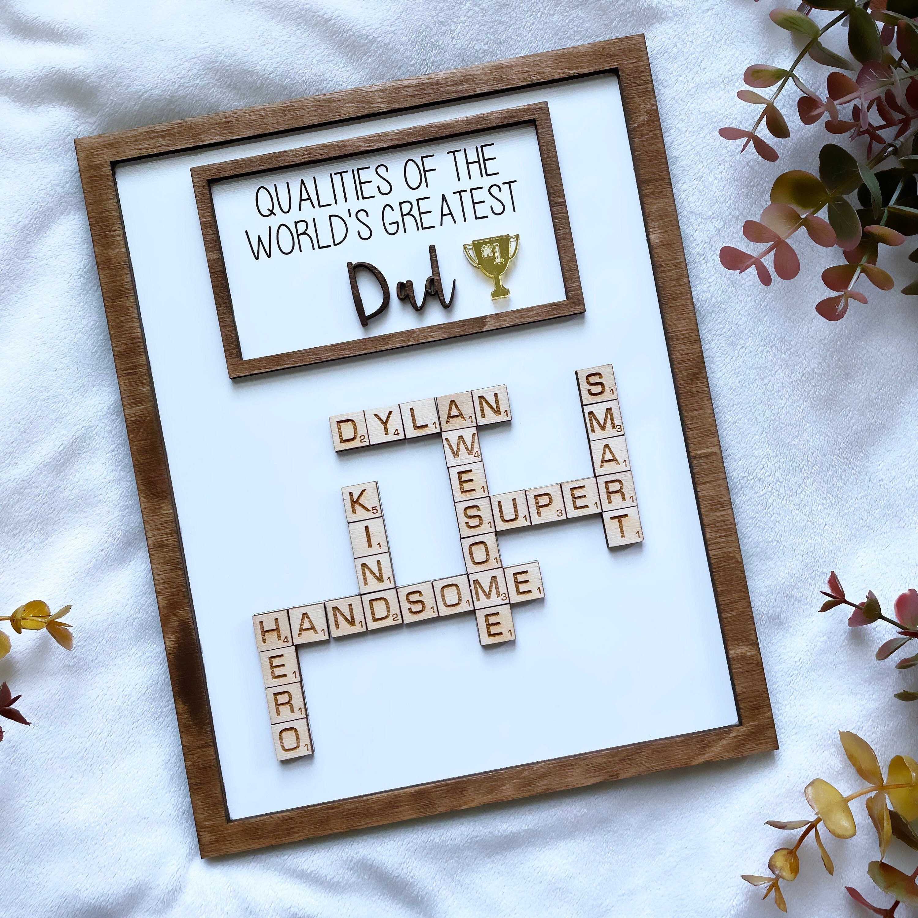 Personalized Scrabble Father's Day Gift Sign World's Greatest Dad Award ...