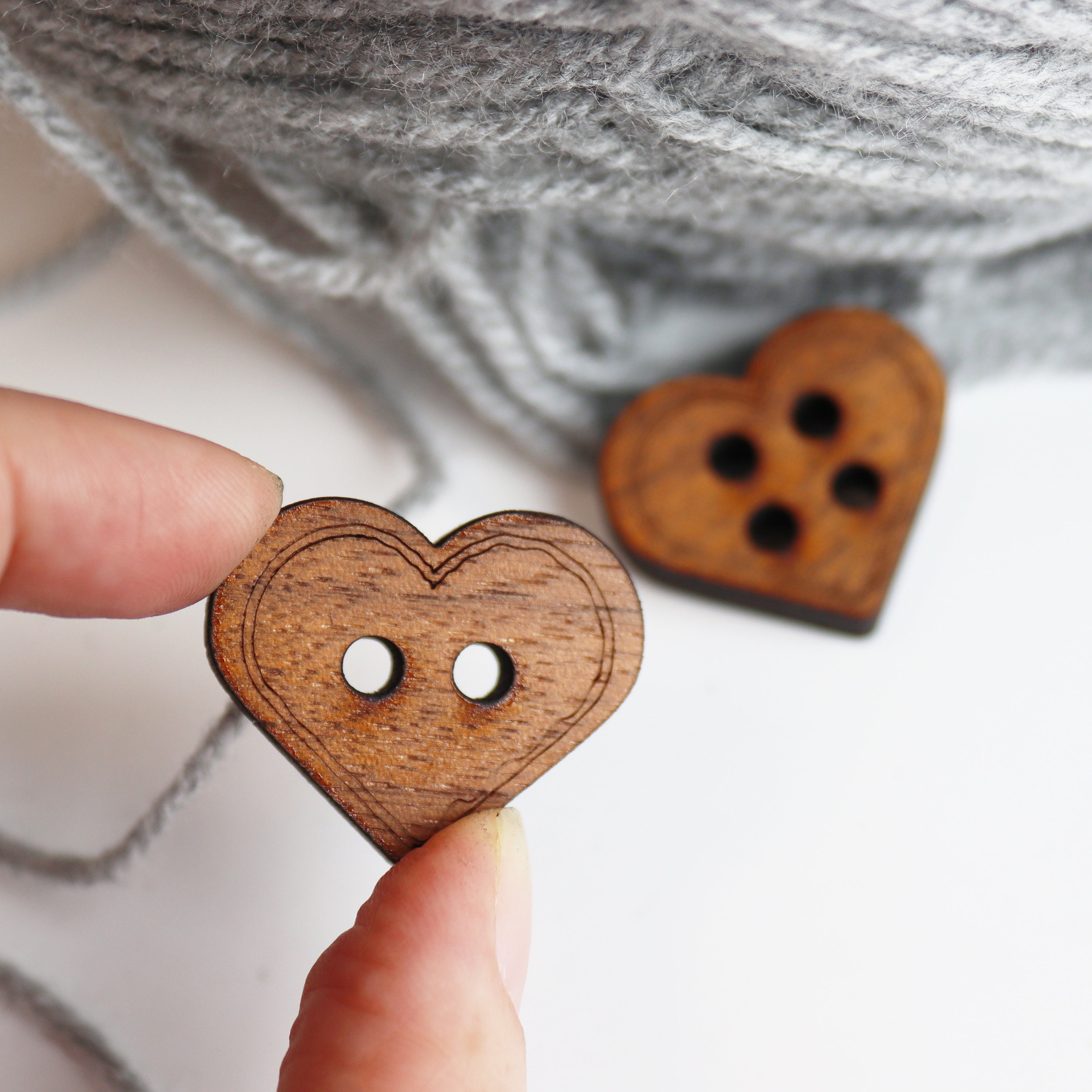 Wooden Buttons| Heart Shaped |knitting|sewing|crochet| Craft Pack of 10 ...