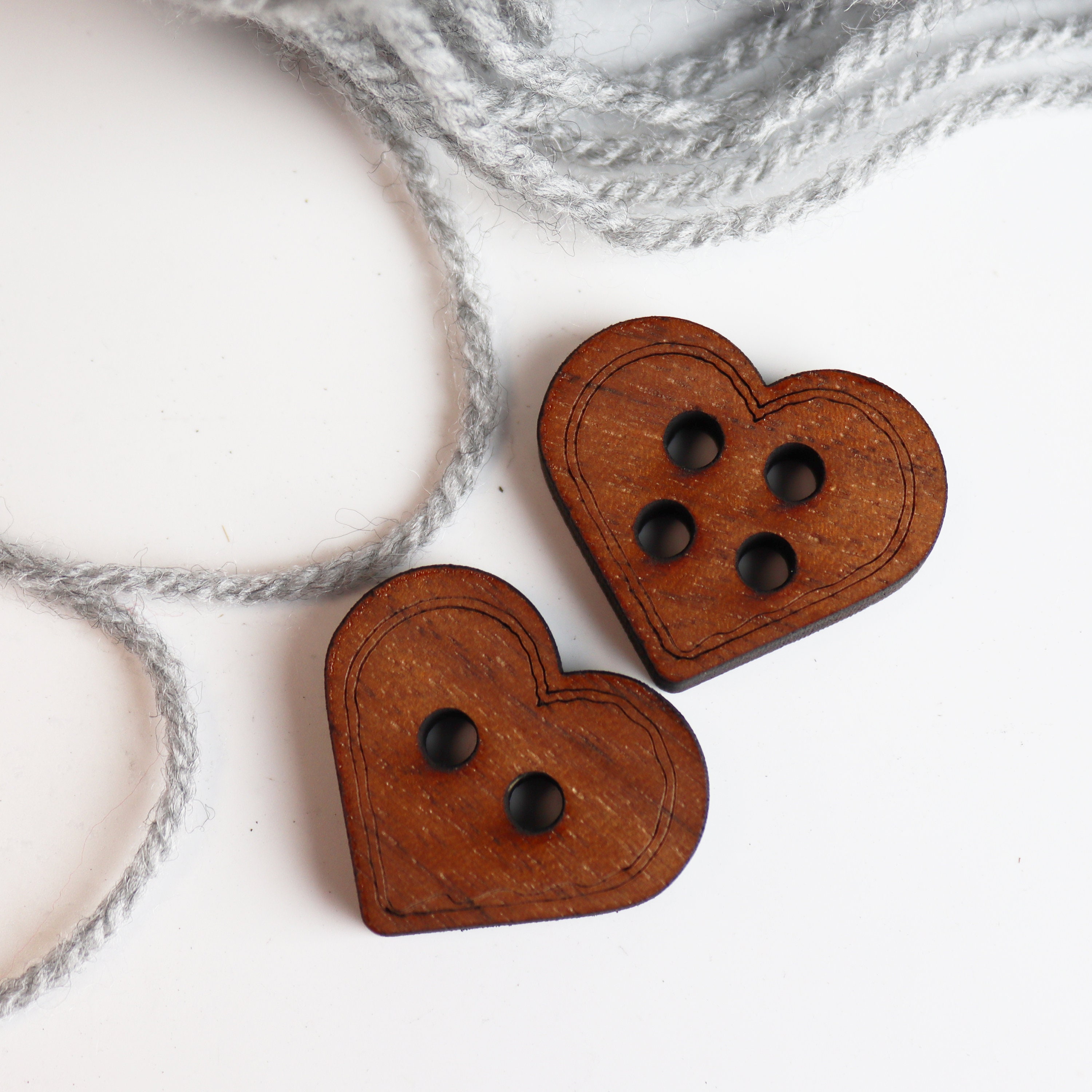 Wooden Buttons| Heart Shaped |knitting|sewing|crochet| Craft Pack of 10 ...