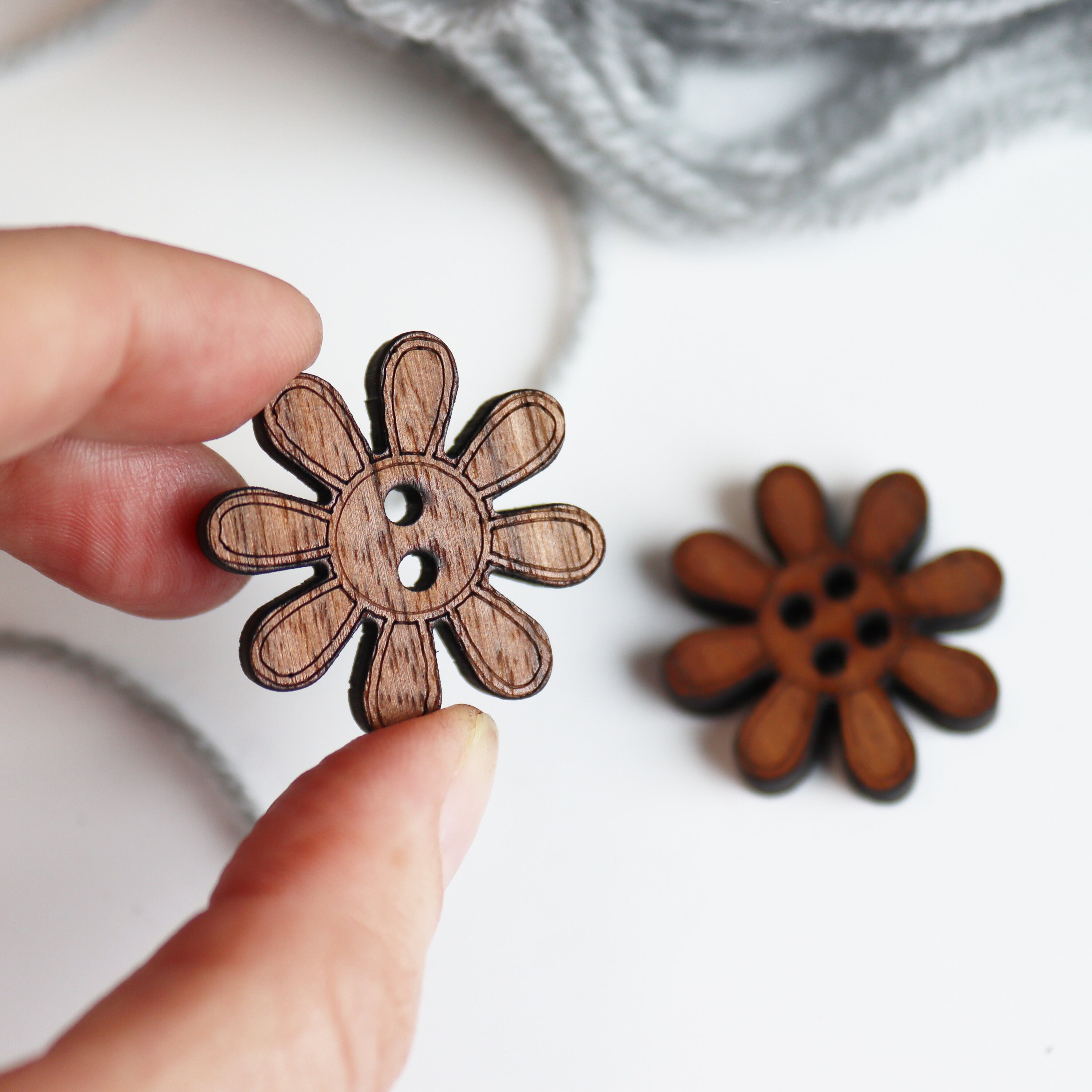 Wooden Buttons|flower Shaped Wood Laser Cut|knitting|sewing|crochet ...