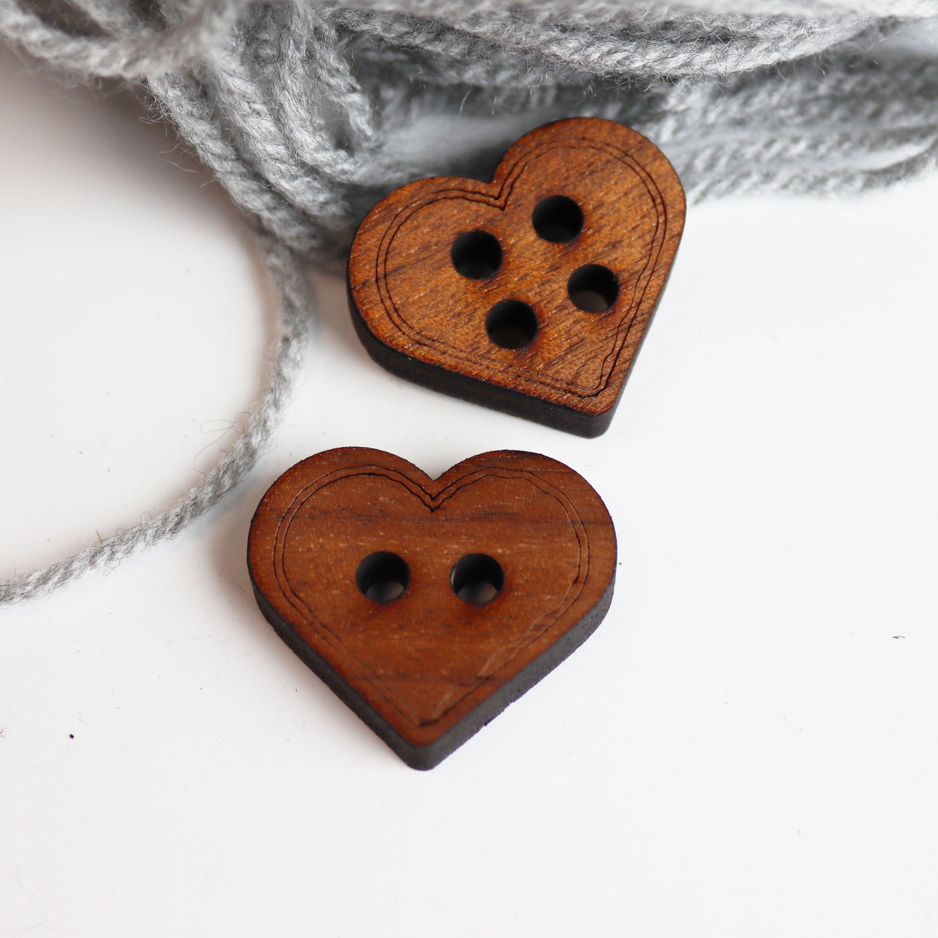 Wooden Buttons| Heart Shaped |knitting|sewing|crochet| Craft Pack of 10 ...