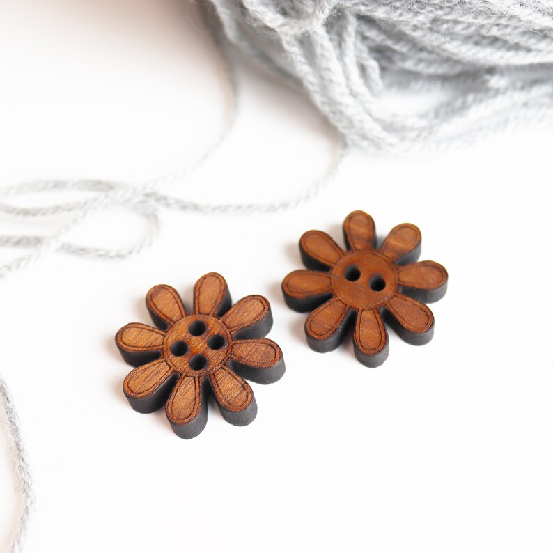 Wooden Buttons|flower Shaped Wood Laser Cut|knitting|sewing|crochet ...