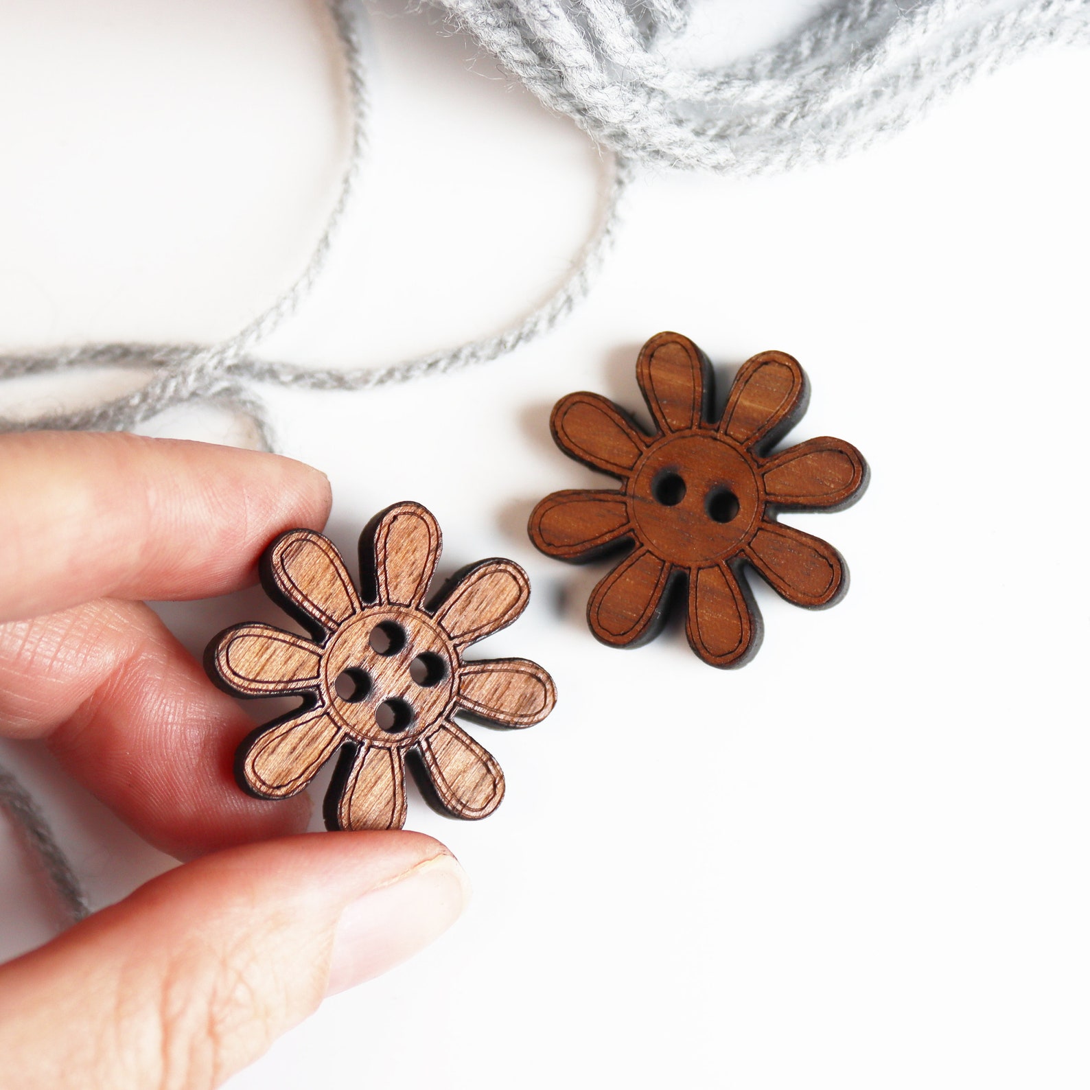 Wooden Buttons|flower Shaped Wood Laser Cut|knitting|sewing|crochet ...