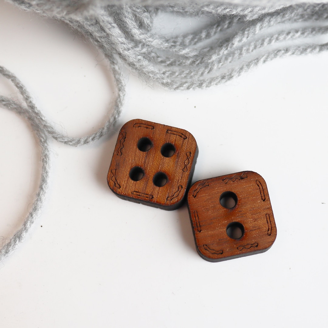 Wooden Buttons| Square Shaped |knitting|sewing|crochet| Craft Pack of ...