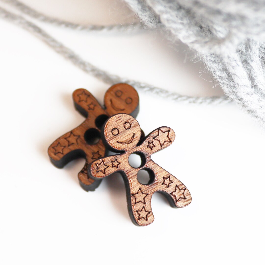 Wooden Buttons | Gingerbread Man Wood Laser Cut | Knitting | Sewing ...