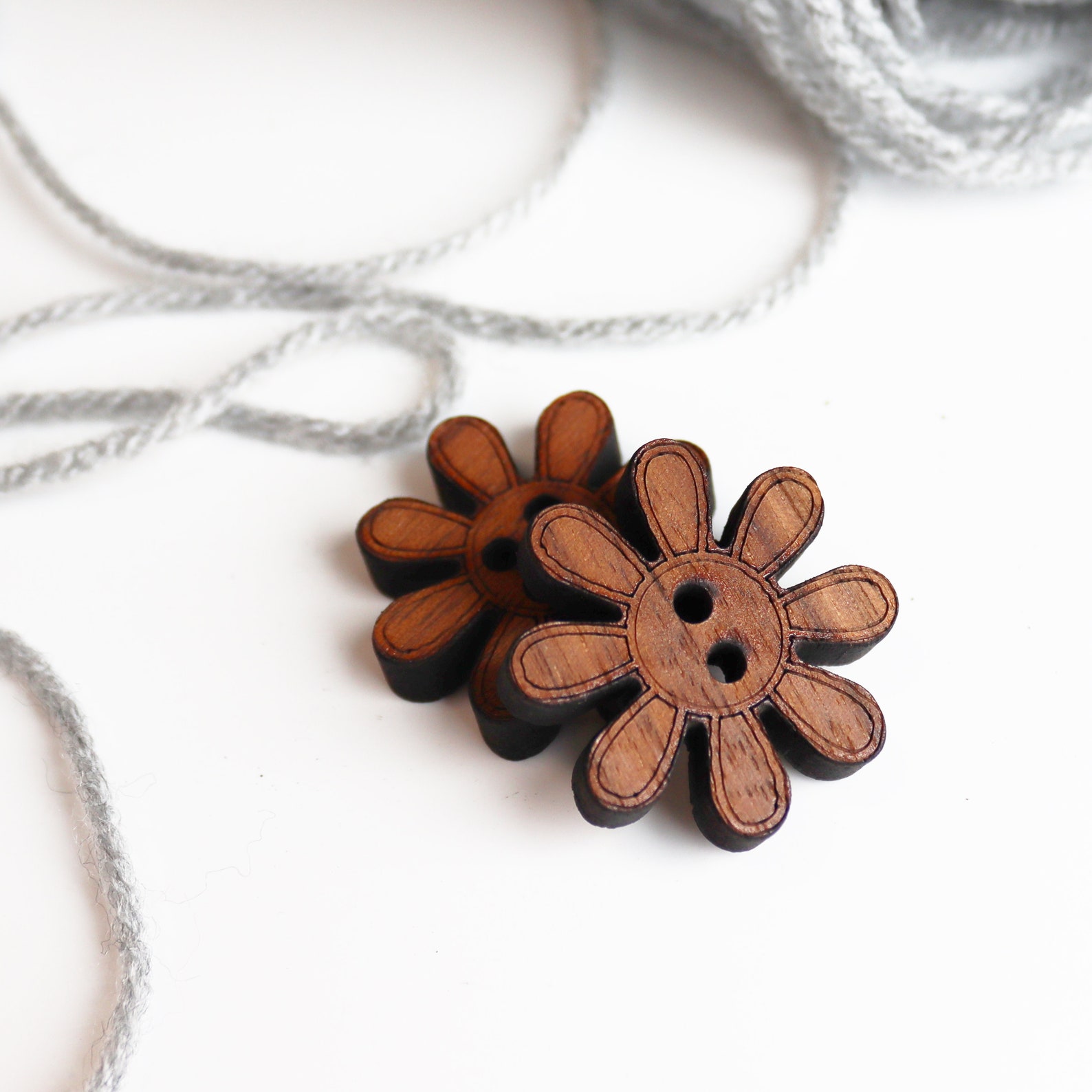 Wooden Buttons|flower Shaped Wood Laser Cut|knitting|sewing|crochet ...