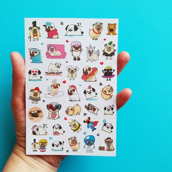 Pug Sticker Pack - Etsy